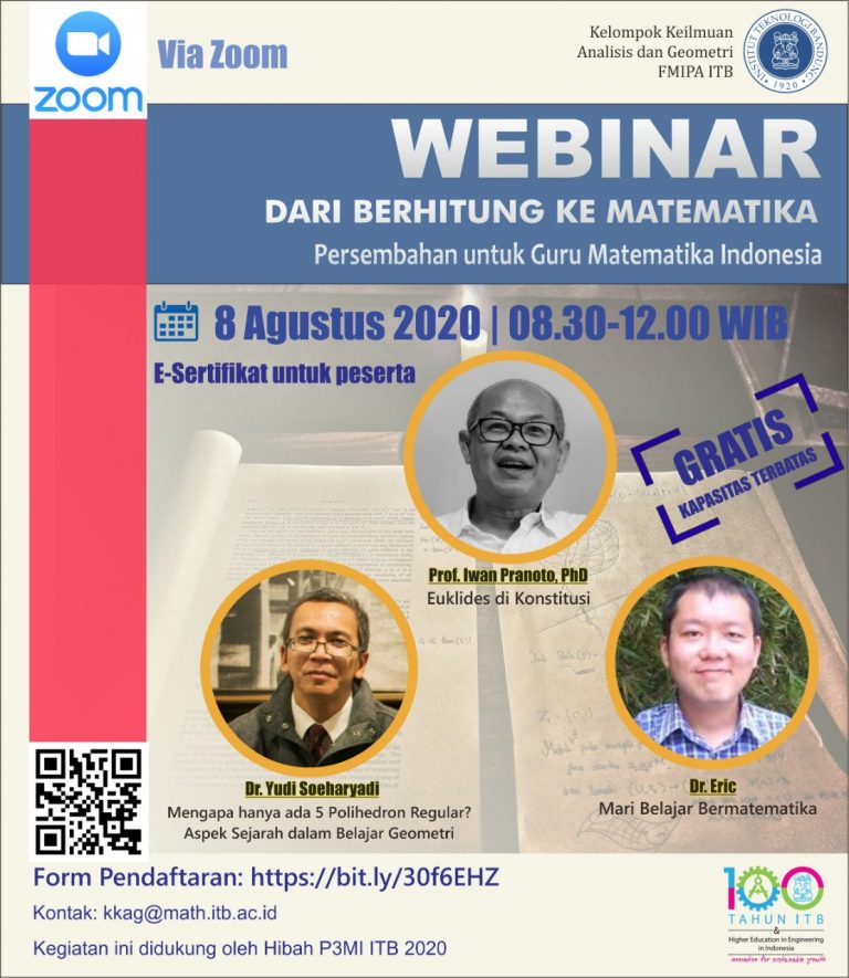 Webinar Dari Berhitung ke Matematika, Persembahan untuk Guru Matematika ...