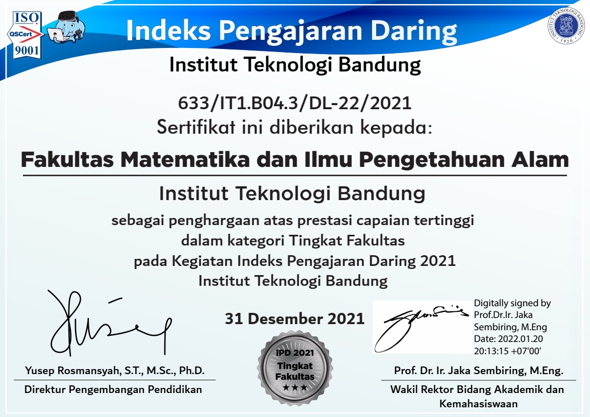 Penghargaan Tertinggi Indeks Pengajaran Daring di Institut Teknologi ...
