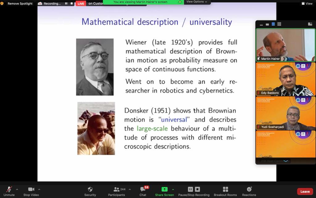MATHEMATICS DISTINGUISHED LECTURE SERIES 2022: “UNIVERSALITY IN ...