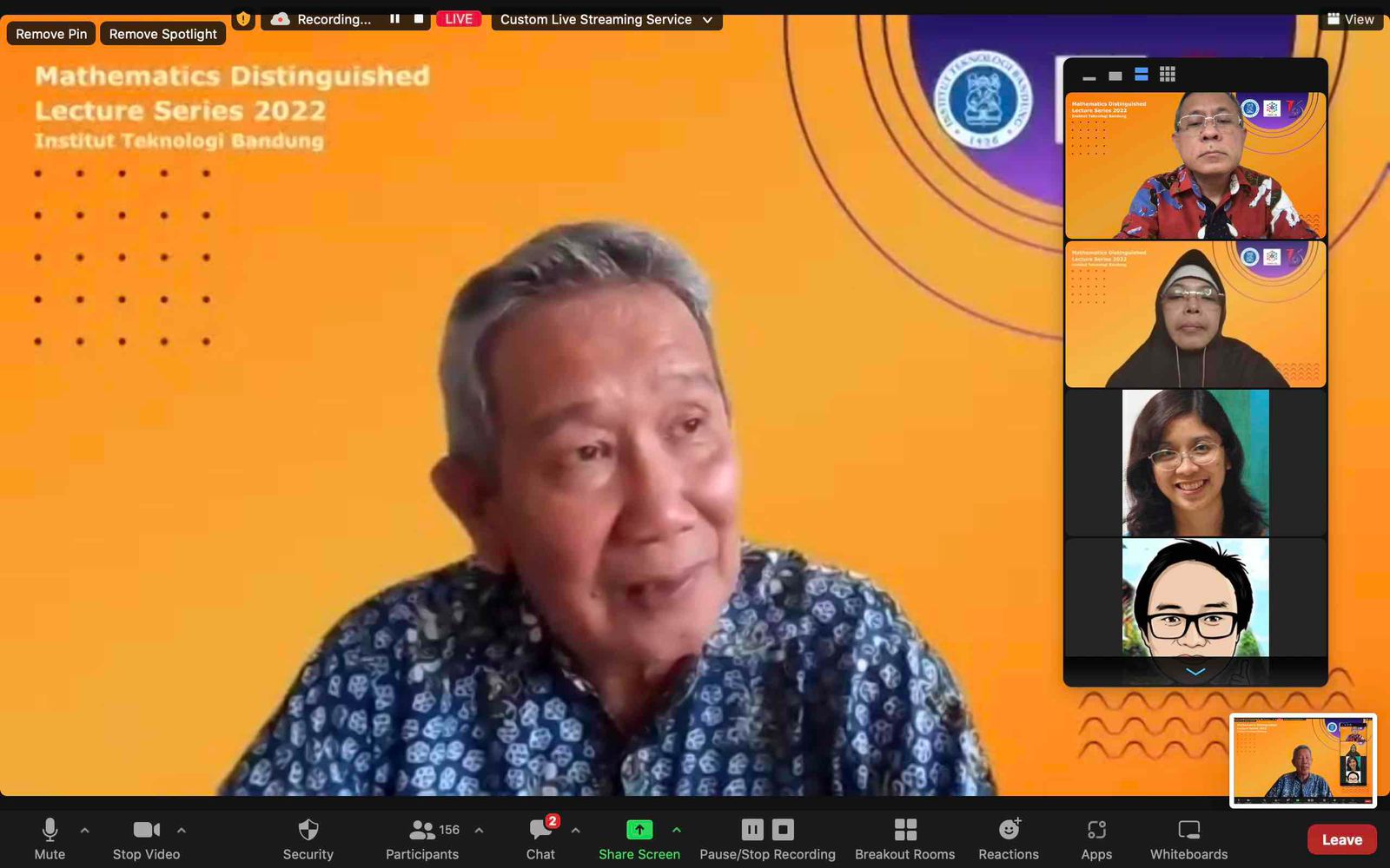 Prof. Edy Soewono memberikan kuliah di ITB Mathematics Distinguished ...