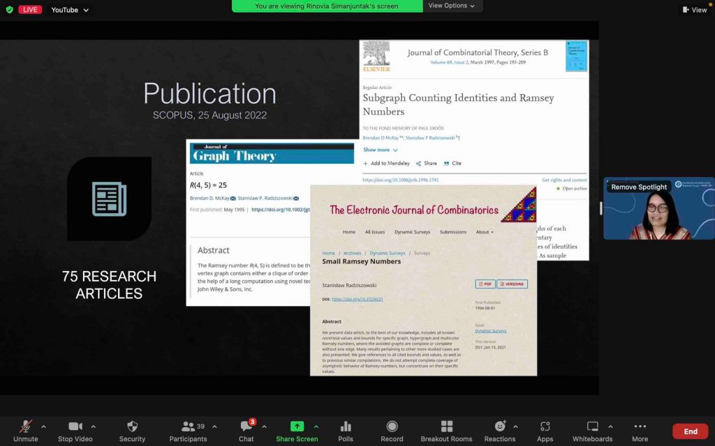 COMBINATORICS TODAY SERIES AUGUST 25TH, 2022 – FMIPA ITB