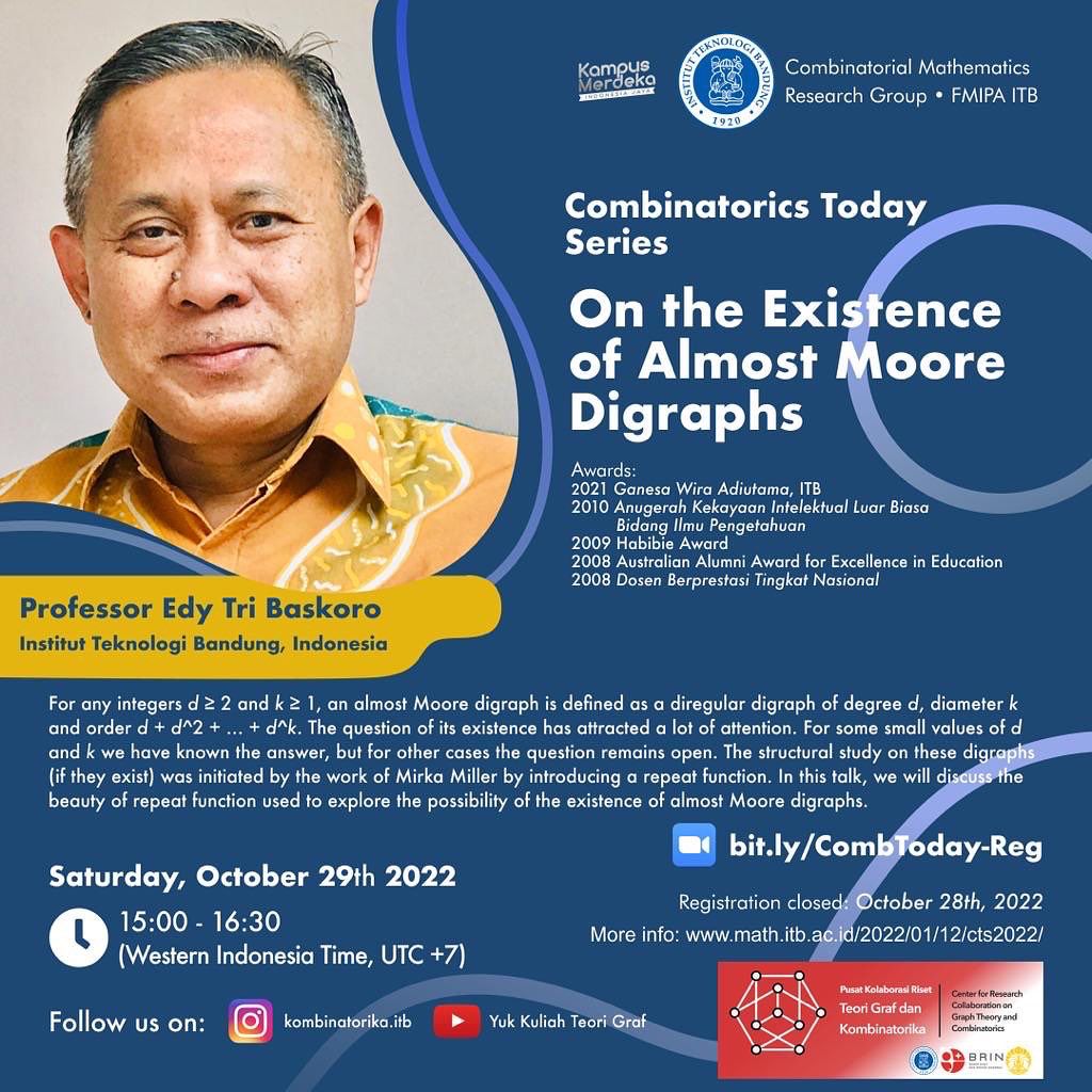 Profesor Edy Tri Baskoro memberikan kuliah pada Combinatorics Today Series – FMIPA ITB