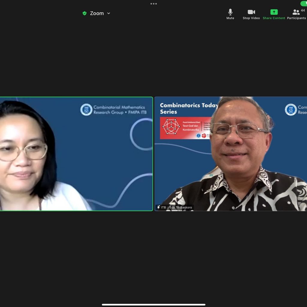 Profesor Edy Tri Baskoro memberikan kuliah pada Combinatorics Today ...