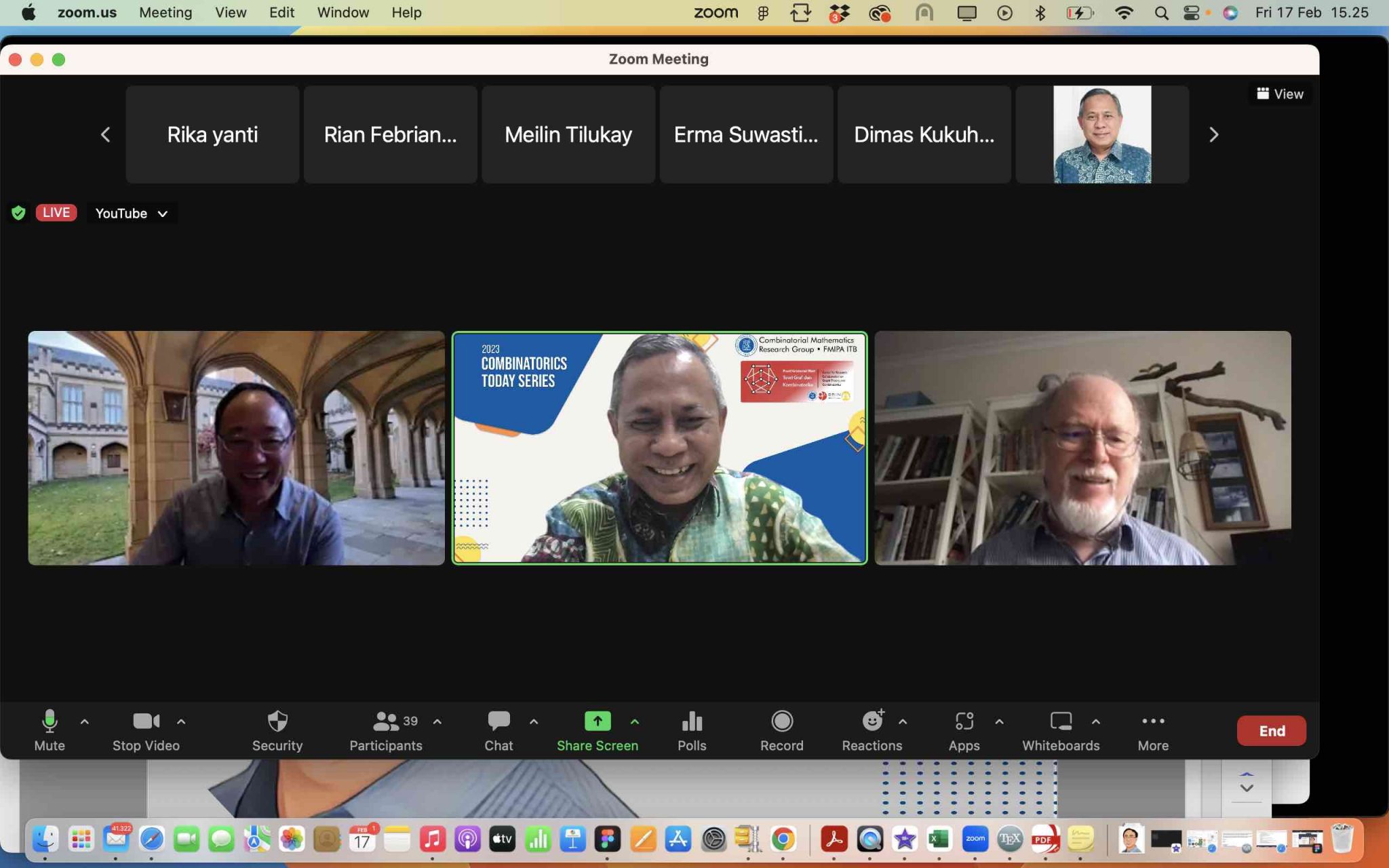 Seri Webinar Combinatorics Today Series 2023: Prof. Sanming Zhou dari Universitas Melbourne ...