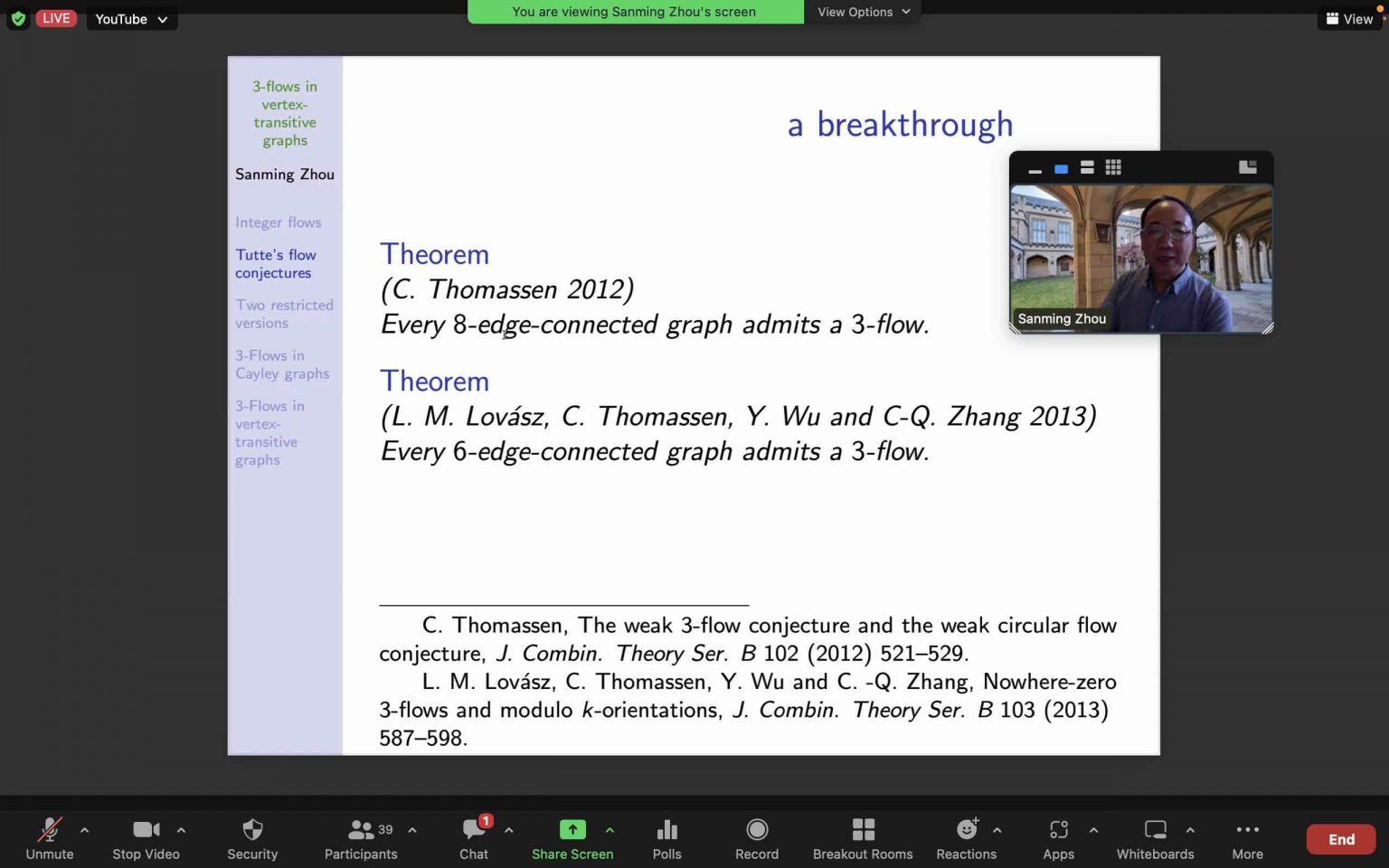 Seri Webinar Combinatorics Today Series 2023: Prof. Sanming Zhou dari Universitas Melbourne ...