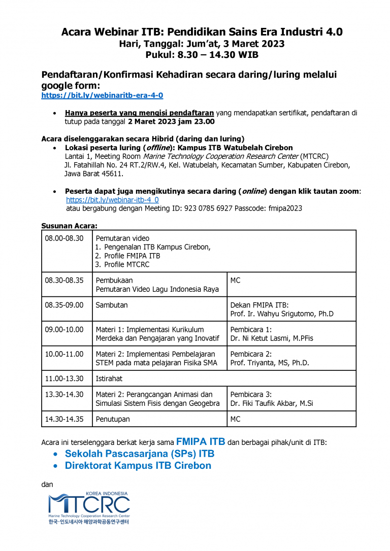 Webinar ITB: Pendidikan Sains Era Industri 4.0 – FMIPA ITB