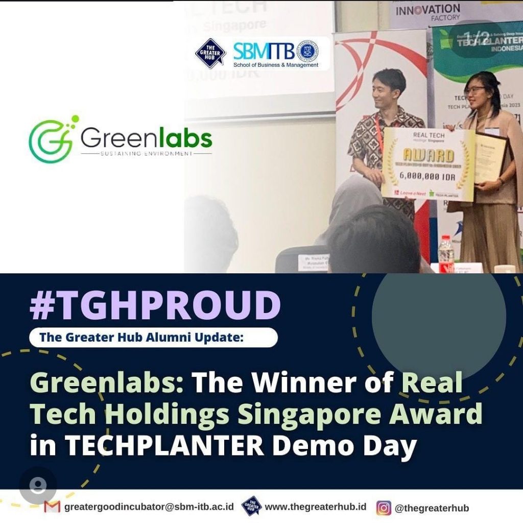 Greenlabs, Startup Kimia ITB, Memenangkan Penghargaan Real Tech Holding Singapore Award di ...