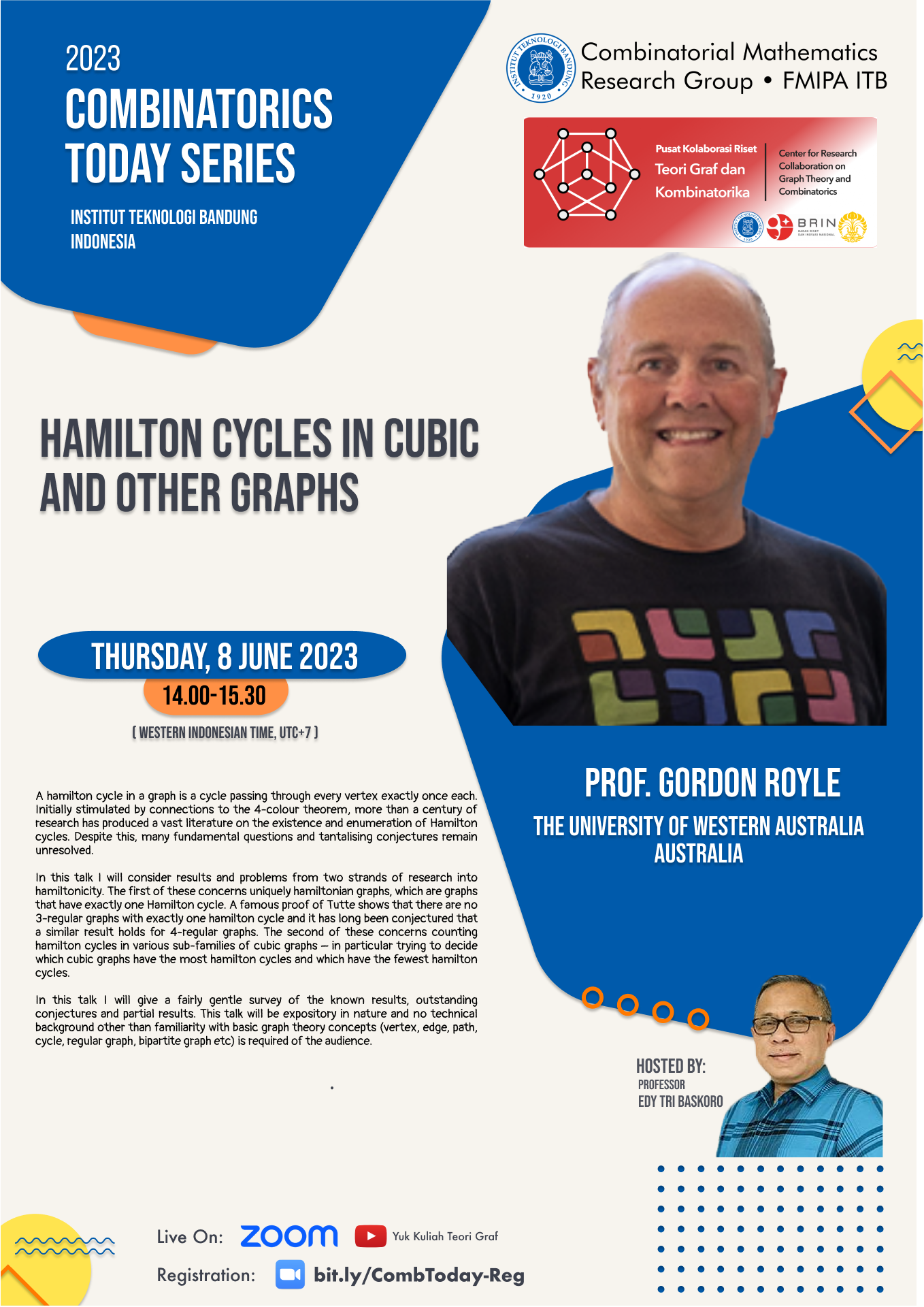 Prof. Gordon Royle memberikan kuliah tamu di Seri CTS FMIPA ITB – FMIPA ITB