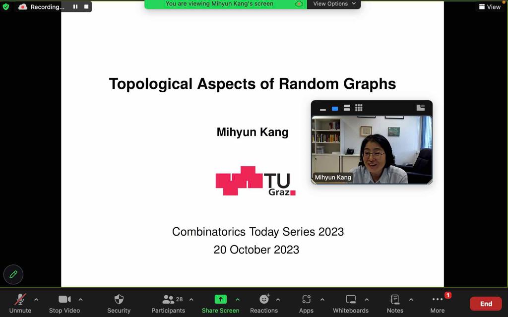 Prof Mihyun Kang memberi kuliah pada Combinatorics Today Series 20 Oktober 2023 – FMIPA ITB