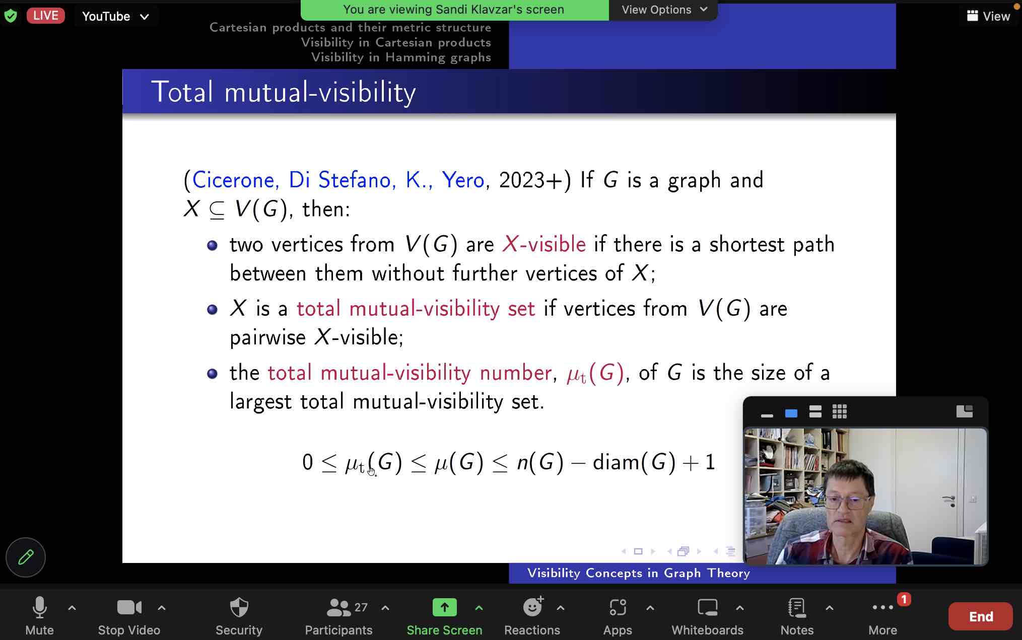Prof. Sandi Klavzar bicara tentang konsep visibility pada Teori graf di CTS FMIPA ITB – FMIPA ITB