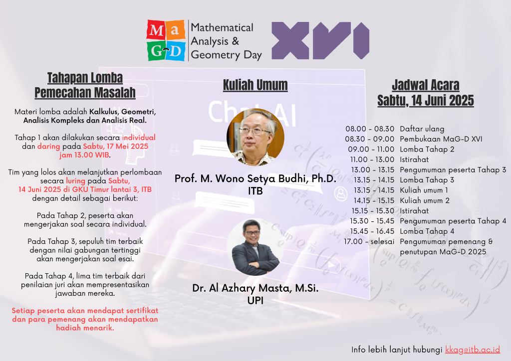 MATHEMATICAL ANALYSIS & GEOMETRY DAY (MaG-D XVI) 2025 – FMIPA ITB